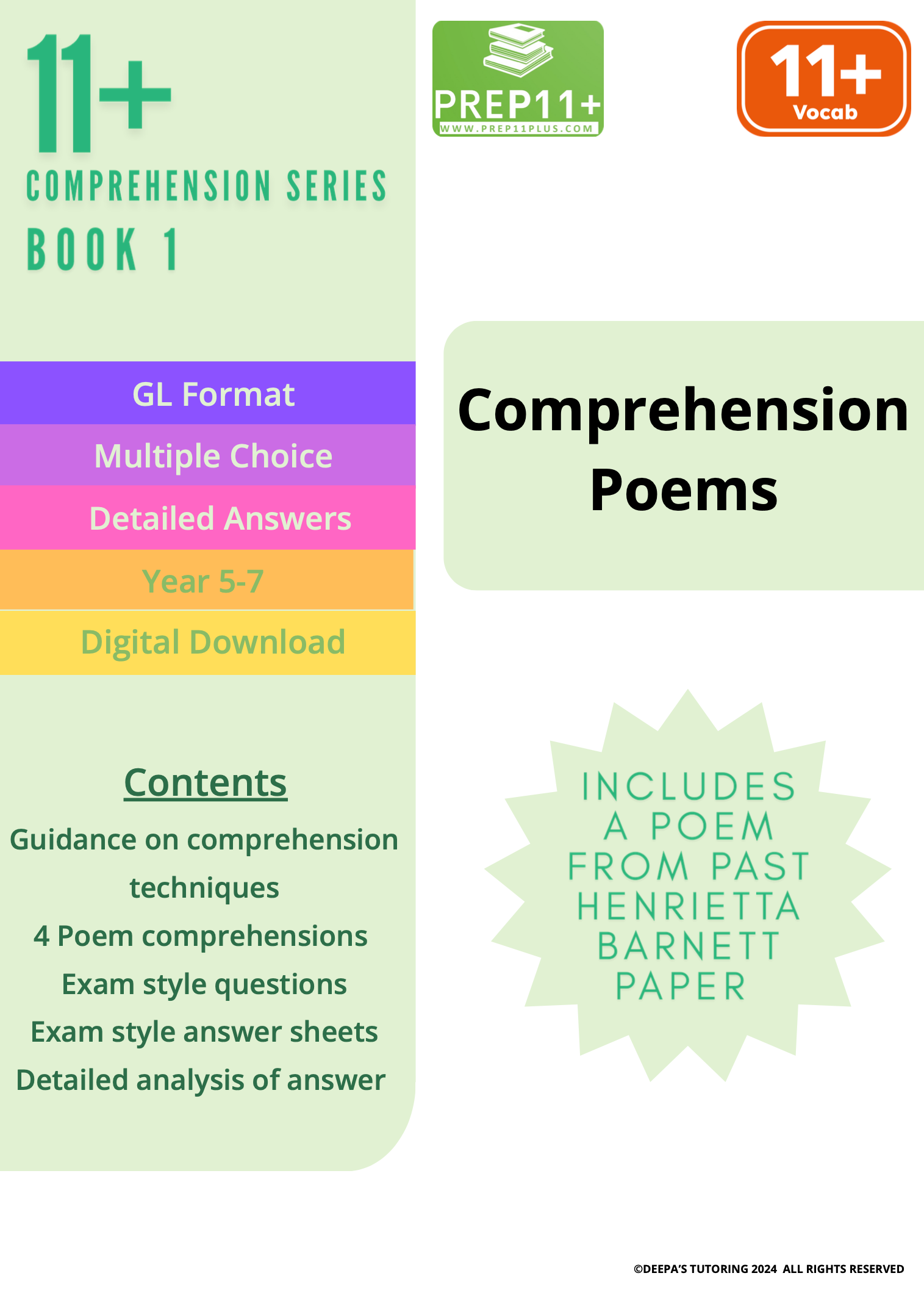 Comprehension Book 1 - Poems – Eleven Plus Vocab